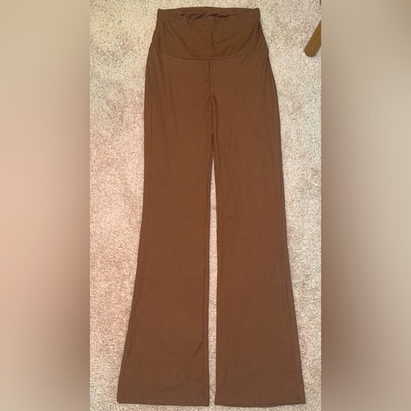 shosho | Pants & Jumpsuits | Shosho Fashion Burnt Orange Ribbed Flare ...